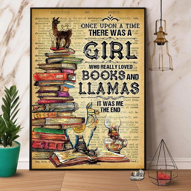 Kna Prints - There Was A Girl Who Loved Books And Llamas Paper Poster ...
