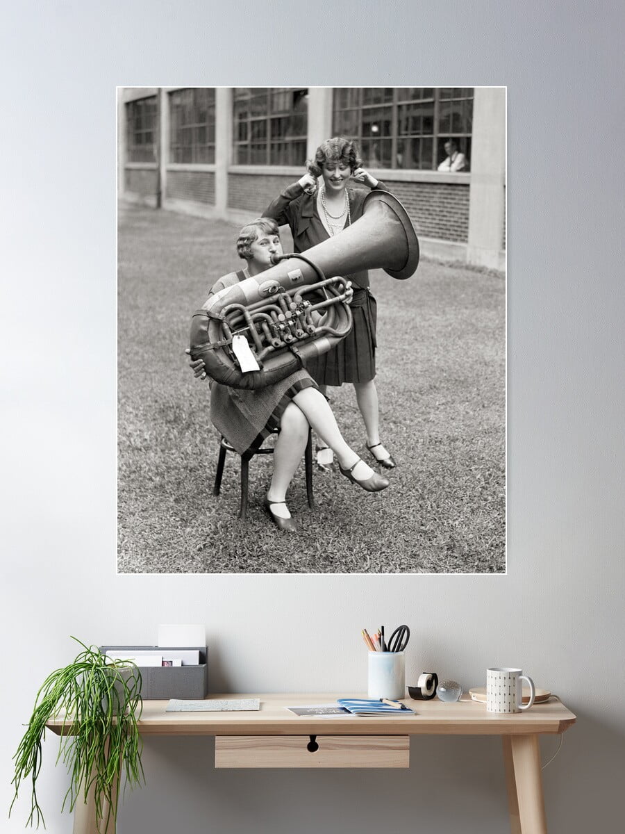 Kna Prints - Girl Playing Tuba, 1928. Vintage Photo Poster , UNFRAMED ...