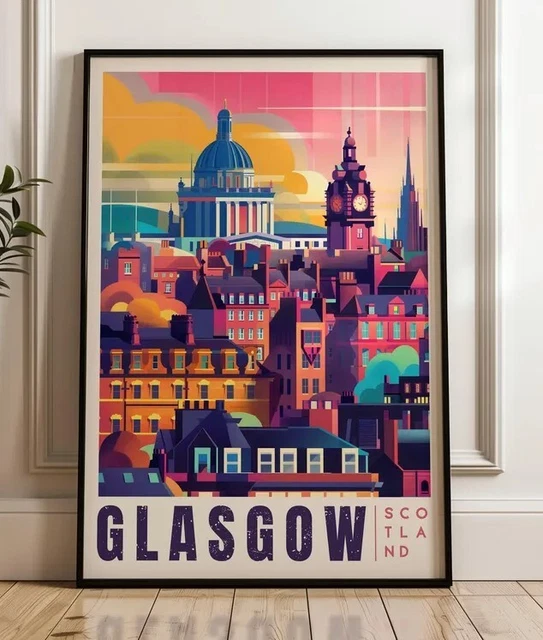 Kna Prints - Glasgow Travel Poster - Scotland Wall Art Print ...