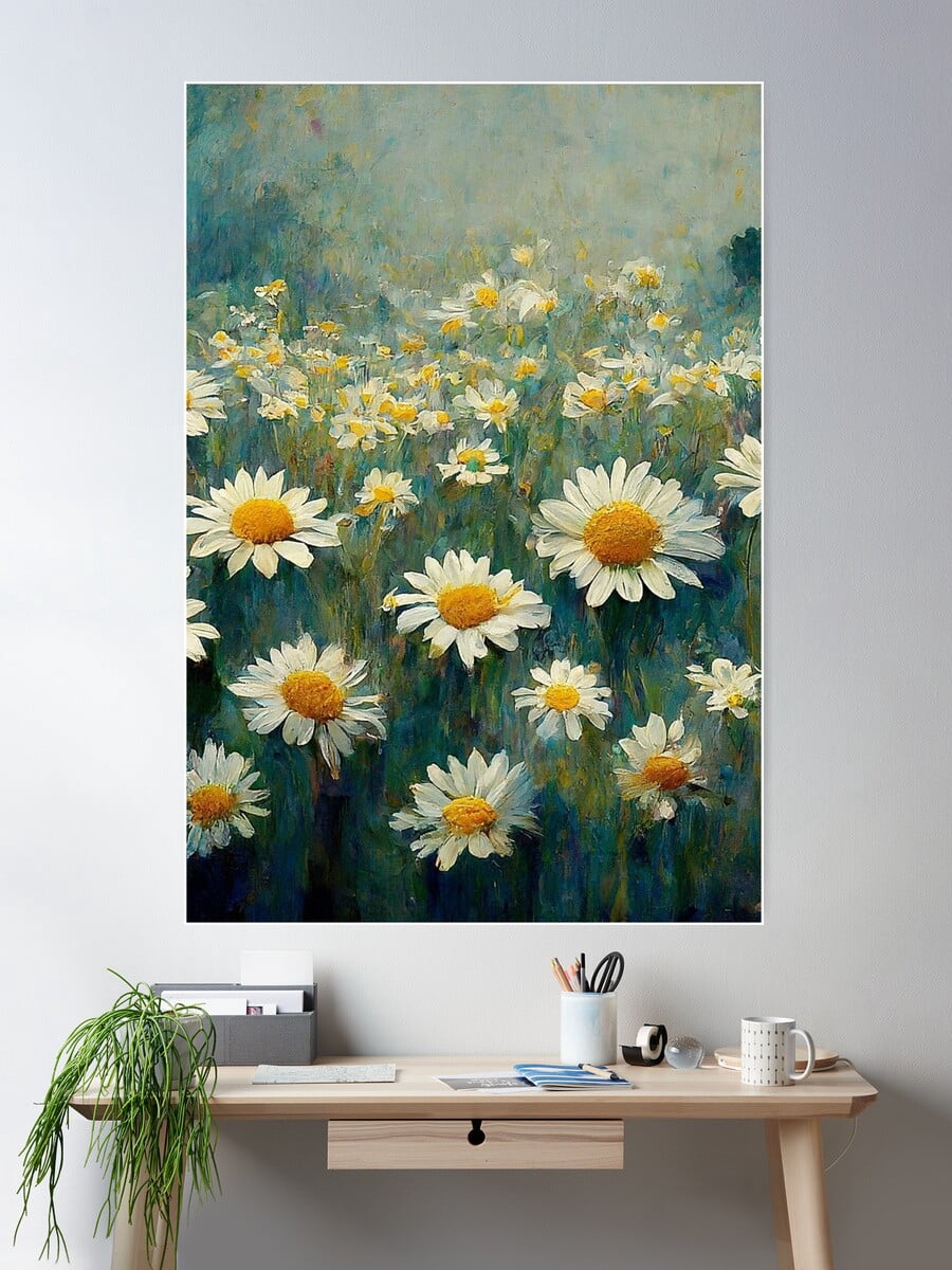 Kna Prints - Gloomy Daisies - Cottage Core Poster , UNFRAMED-16x24 ...