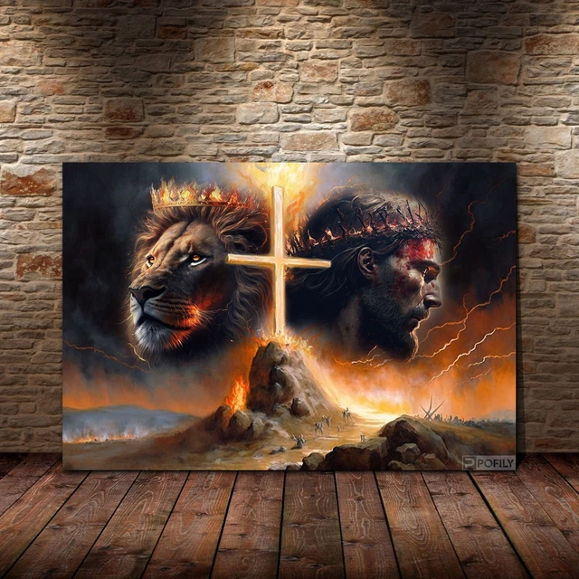 Kna Prints - God And Lion Just Pray Vertical, Christ Jesus God Lion L ...