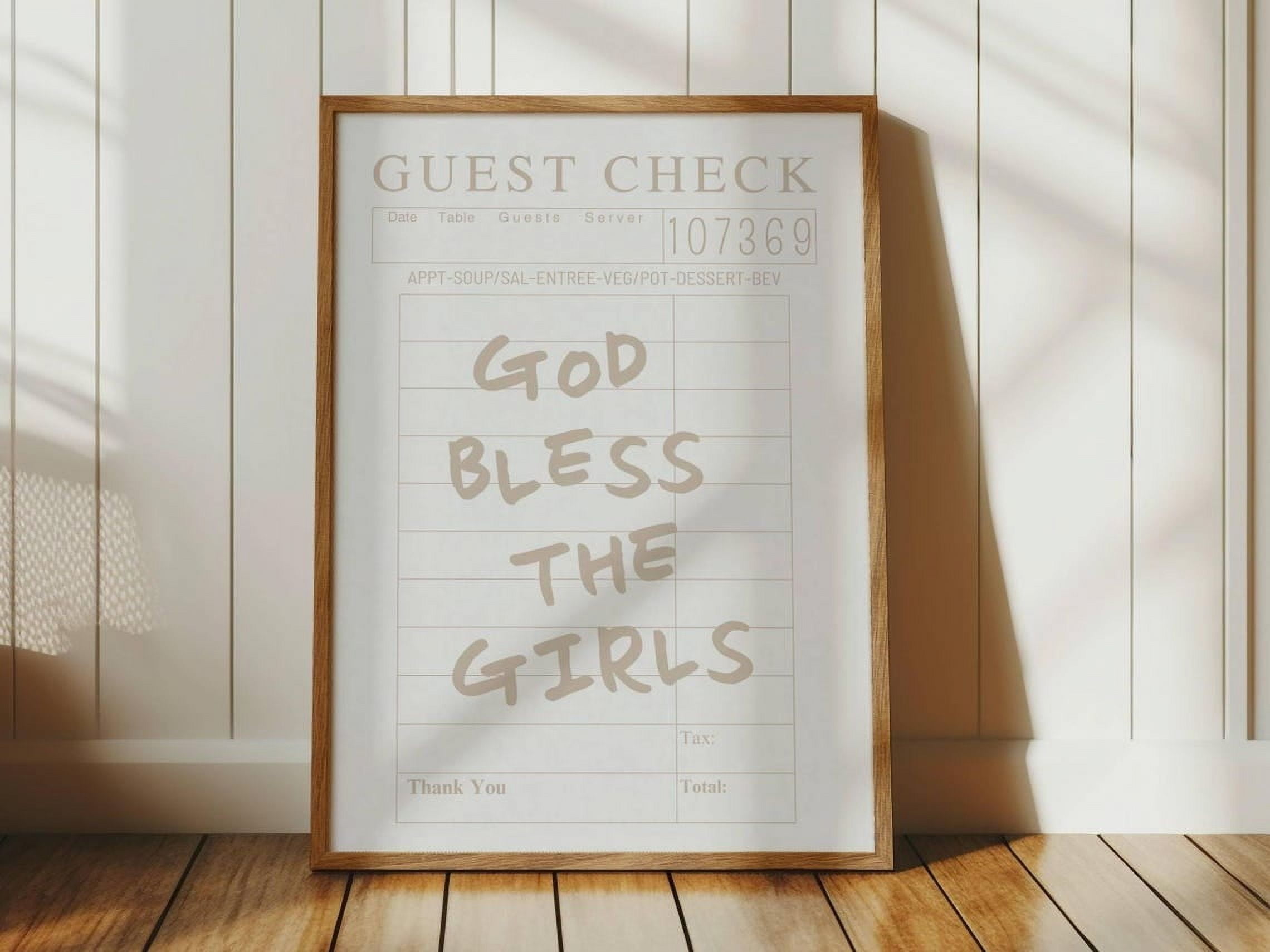 Kna Prints - God Bless The Girls Poster, Trendy Guest Check Neutral ...
