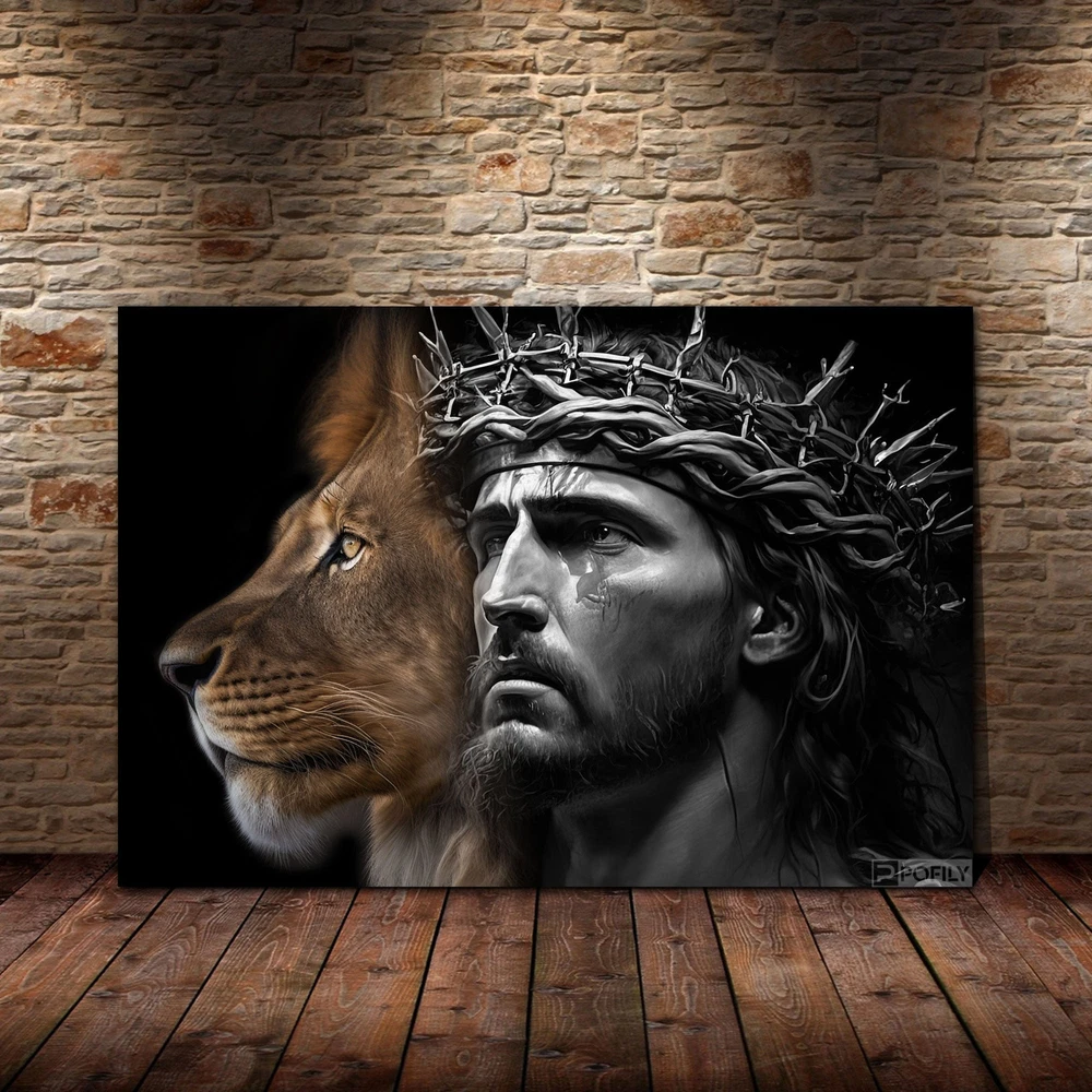 Kna Prints - God Jesus Lion Face Canvas, The Perfect Combination Canvas ...