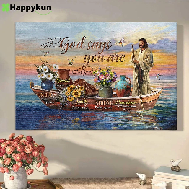 Kna Prints - God Says You Are - Jesus On The Boat L Art - Bible Verse ...