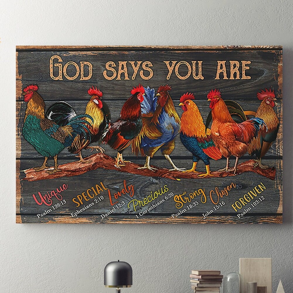 Kna Prints - God Says You Are Unique Special Lovely Rooster Chicken ...