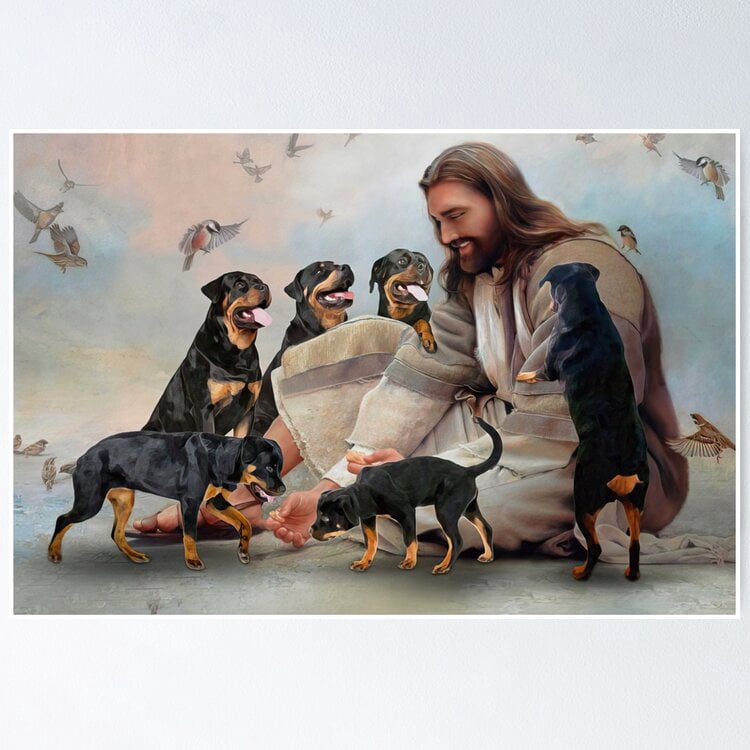 Kna Prints - God Surrounded By Rottweiler Dog Angels Git Or You - Jesus ...