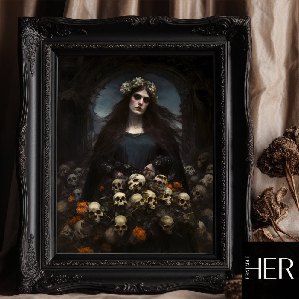 Kna Prints - Goddess Of Underworld Woman With Skull Dark Academia ...