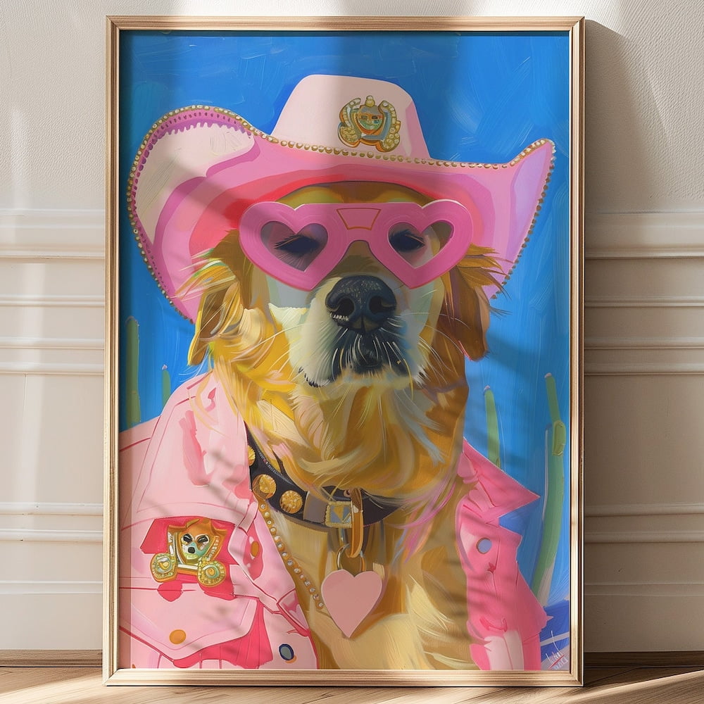 Kna Prints - Golden Retriever Art, Golden Retriever Gift Preppy Dog Art ...