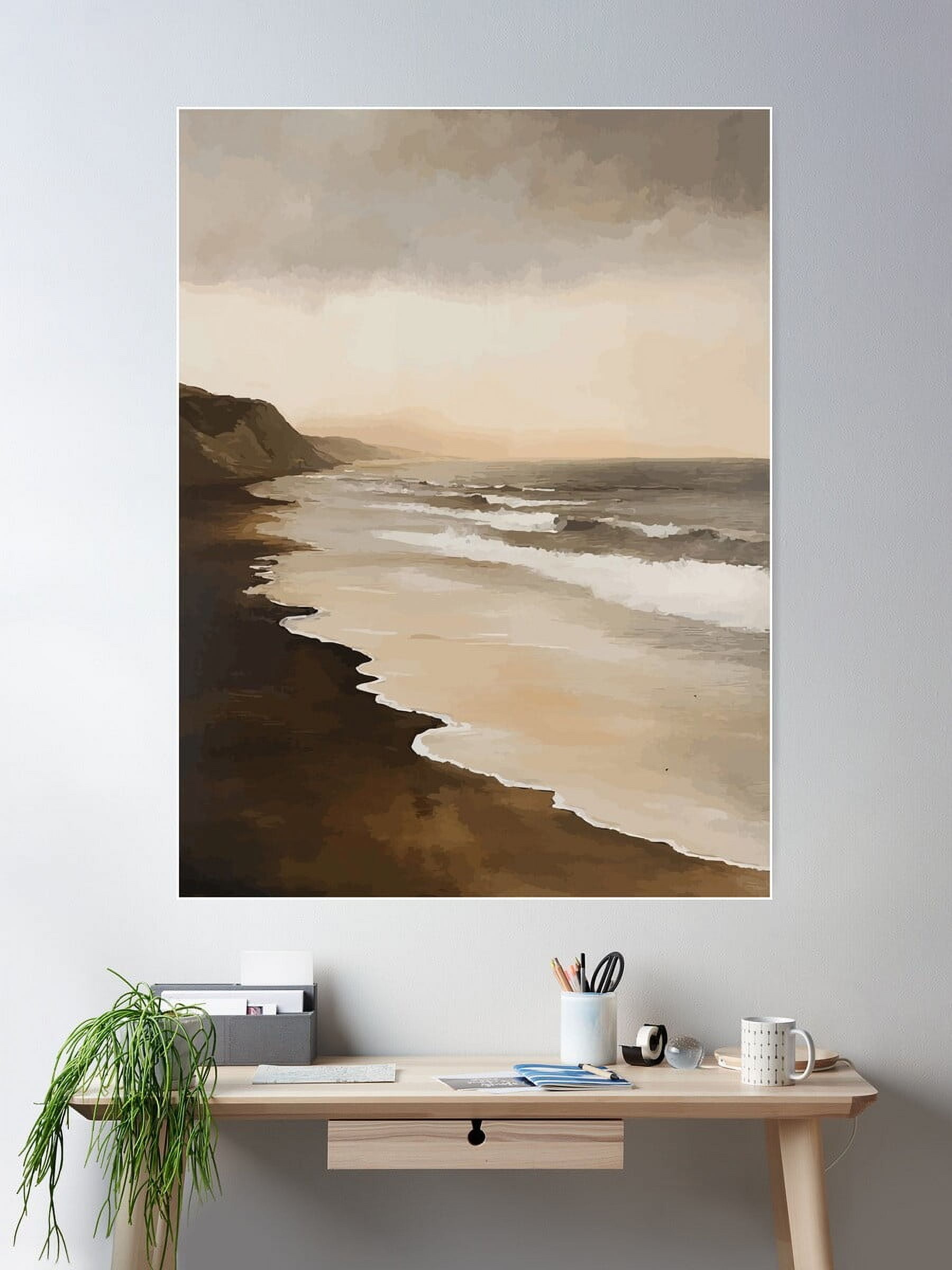 Kna Prints - Golden Shoreline Poster Wall Art, Modern Wall Decor For ...