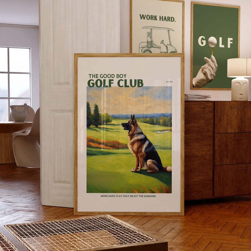 Kna Prints - Good Boy Golf Club Golf Print - German Shepherd On Golf ...