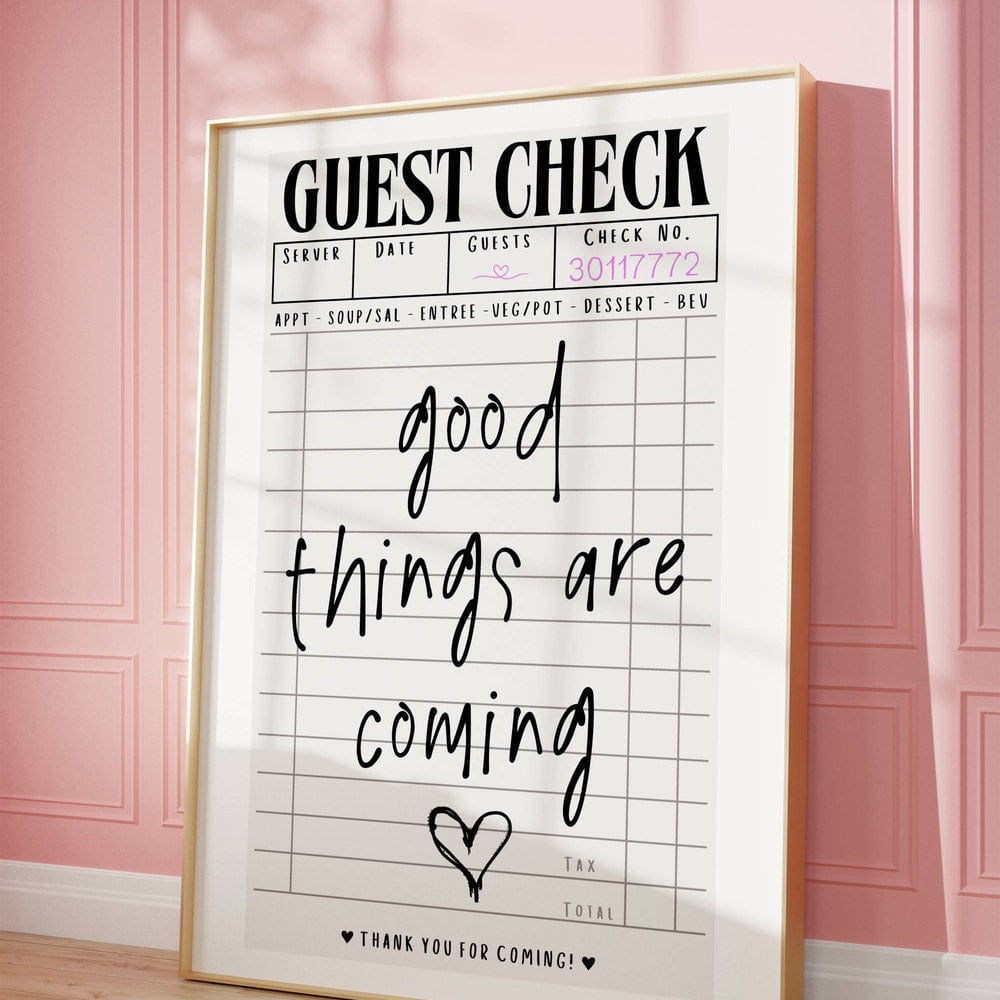 Kna Prints - Good Things Are Coming Poster, Guest Check Print, Trendy Wall Art, Preppy Retro ...
