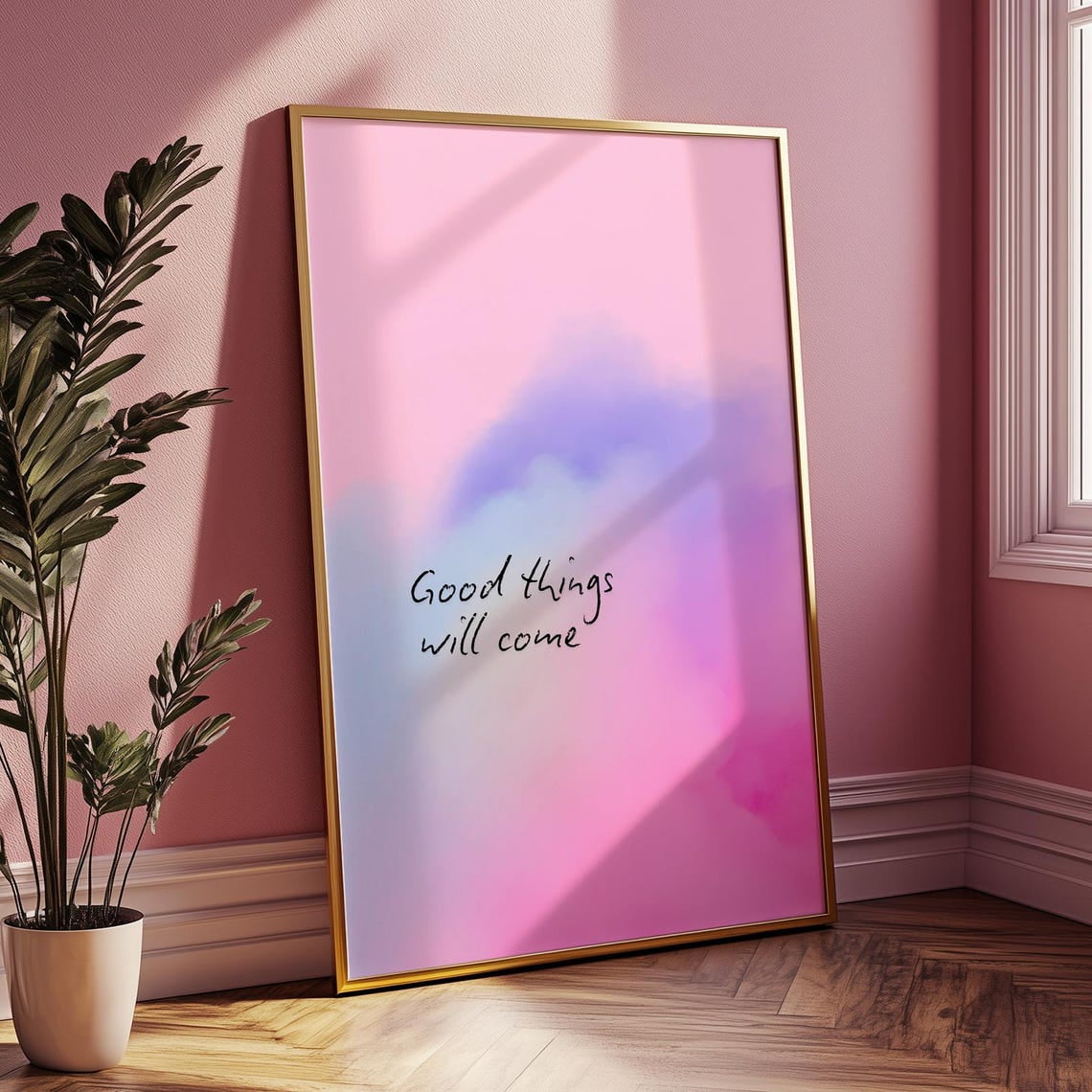 Kna Prints - Good Things Will Come Quote Minimalist Wall Art, Pastel ...