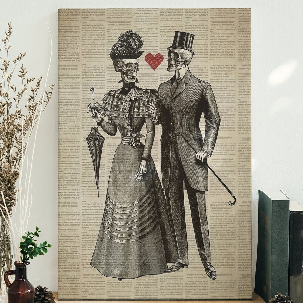 Kna Prints - Gothic Couple Skull Skeleton Heart Love For Couples Poster ...