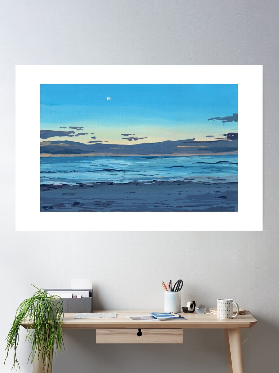 Kna Prints - Gouache Ocean Sunset Poster Wall Art, Modern Wall Decor ...