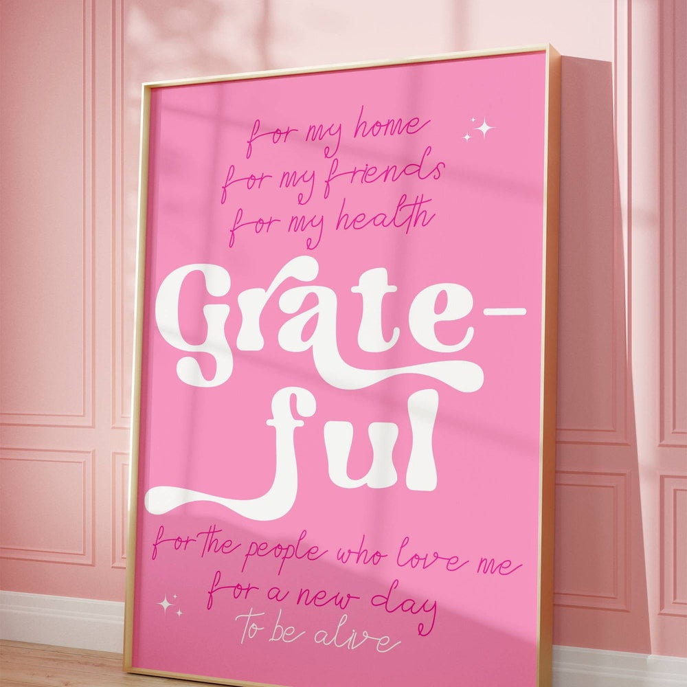 Kna Prints - Grateful, Gratitude Daily Reminders, Self Care Poster ...