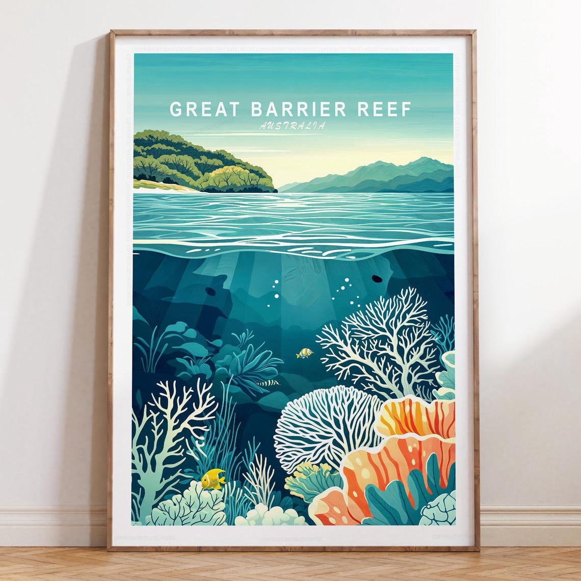 Kna Prints - Great Barrier Reef Australia Travel Poster, Great Barrier ...