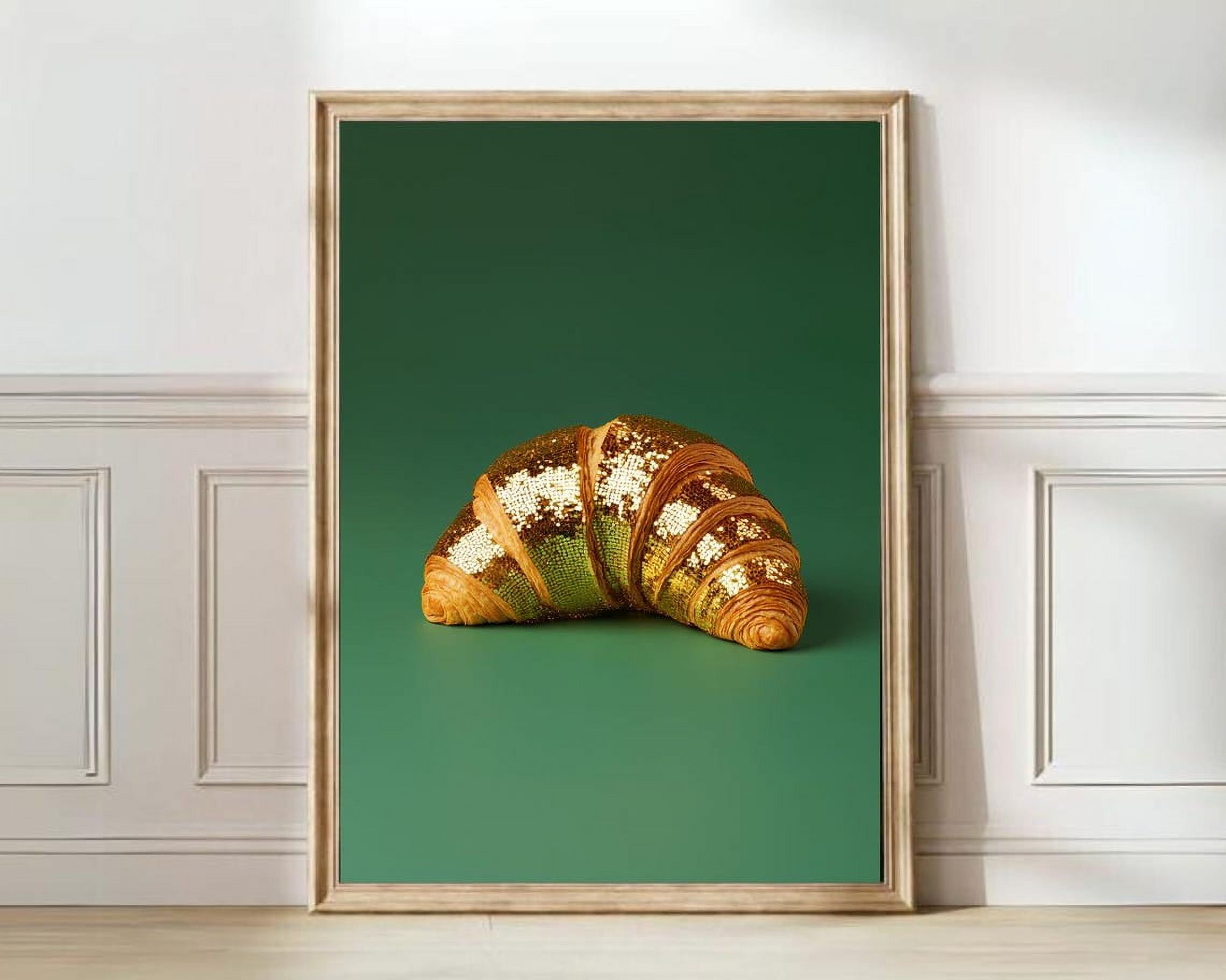 Kna Prints - Green Croissant Print Glitter Croissant Disco Croissant ...