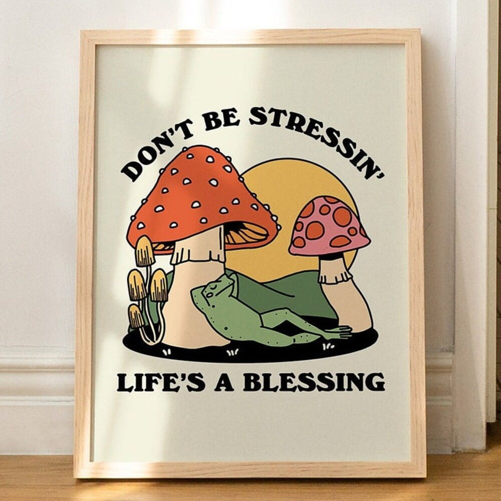 Kna Prints - Groovy Frog 70S Print, Cute Frog Poster, Retro Mushroom ...