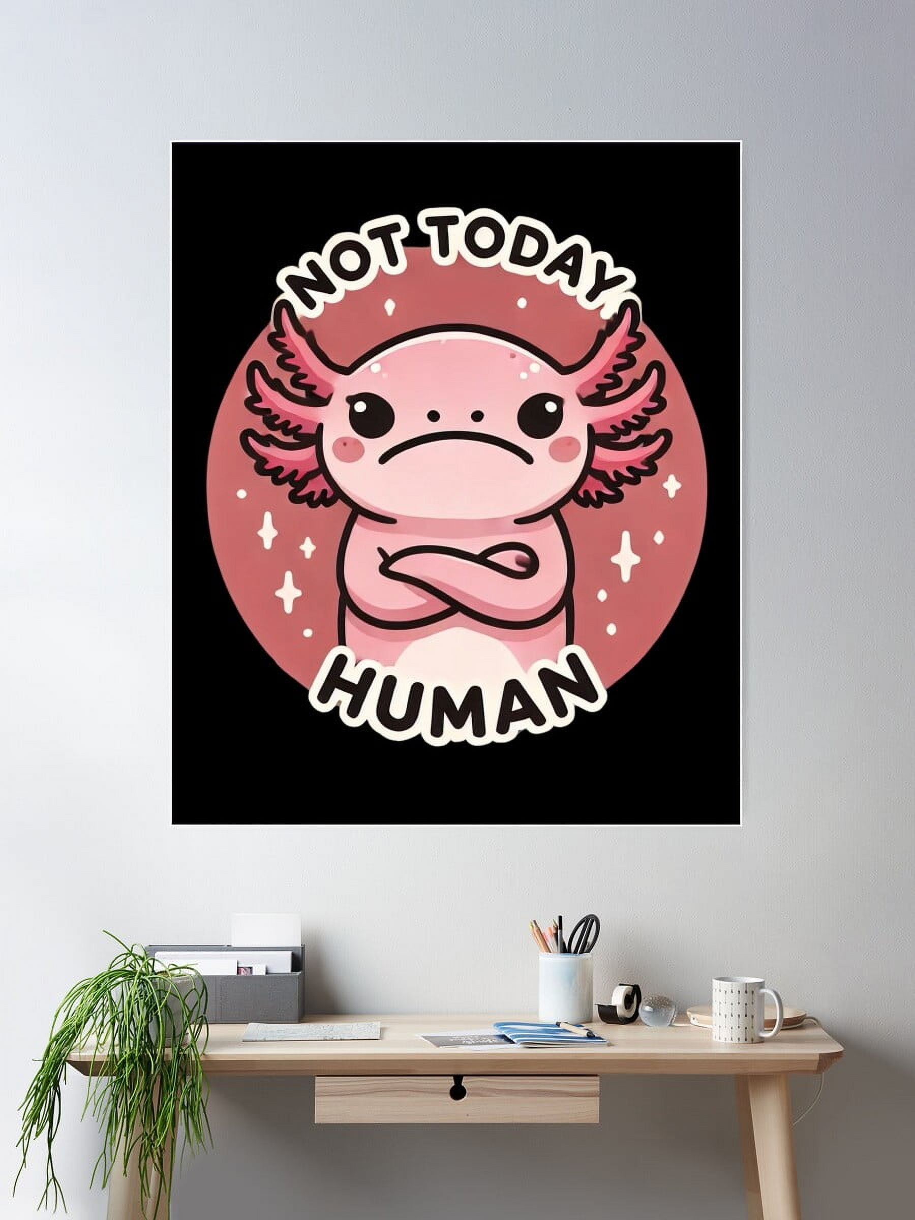 Kna Prints - Grumpy Axolotl Ã‚Â‚¬Â€Œ Not Today, Human Poster, UNFRAMED ...