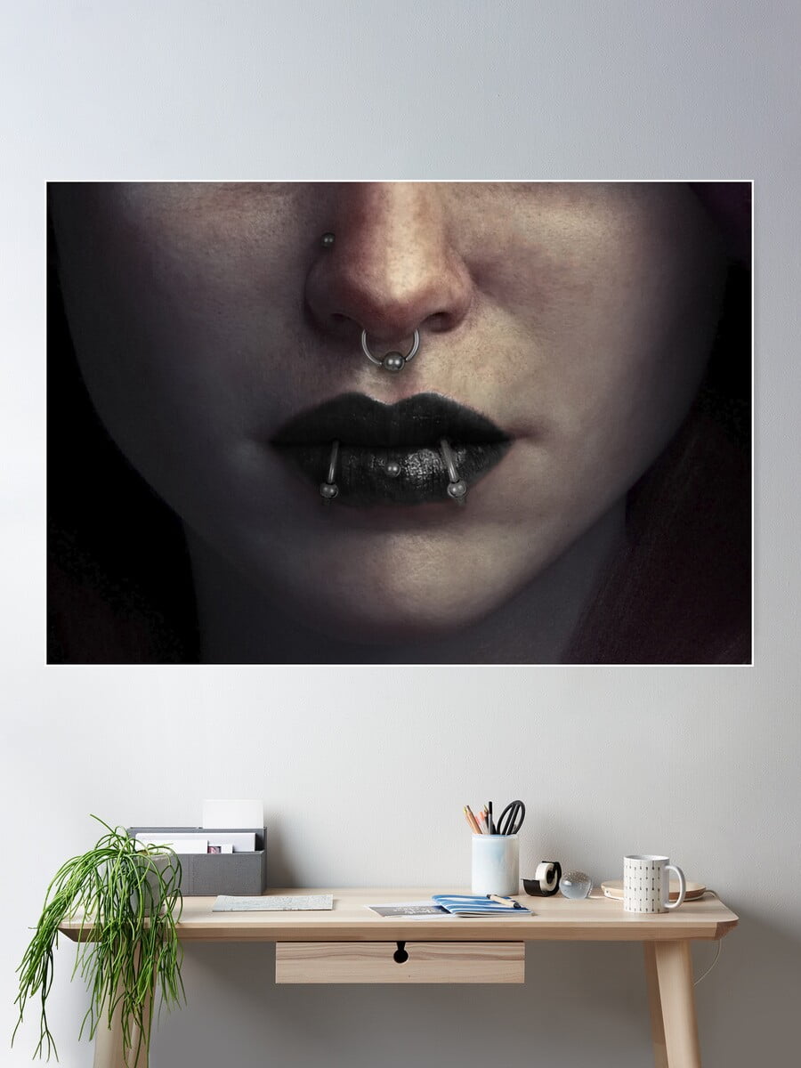 Kna Prints - Grunge Punk Piercings Goth Girl Mask Poster , UNFRAMED ...