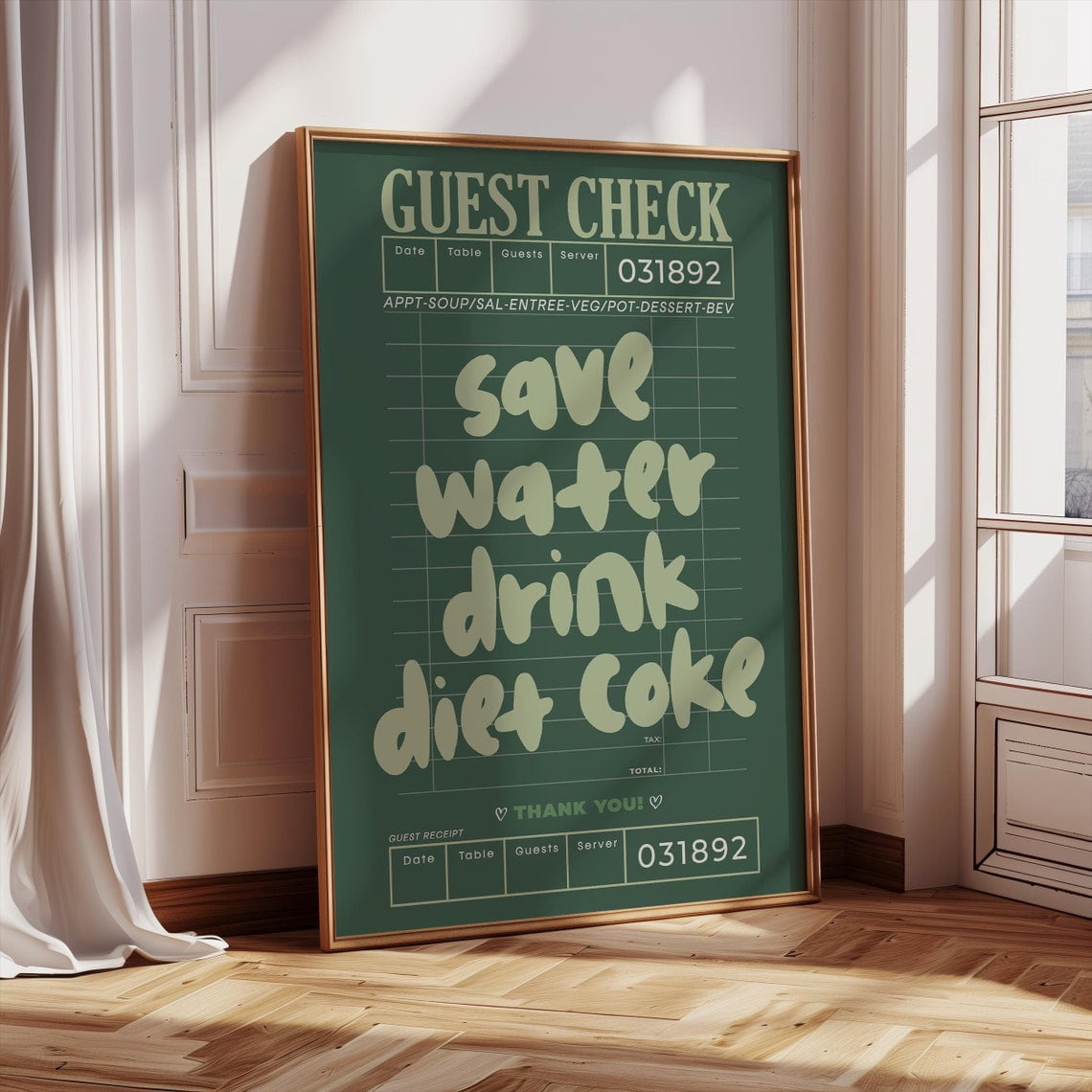 Kna Prints - Guest Check Prints Trendy Wall Art Dark Sage Green ...
