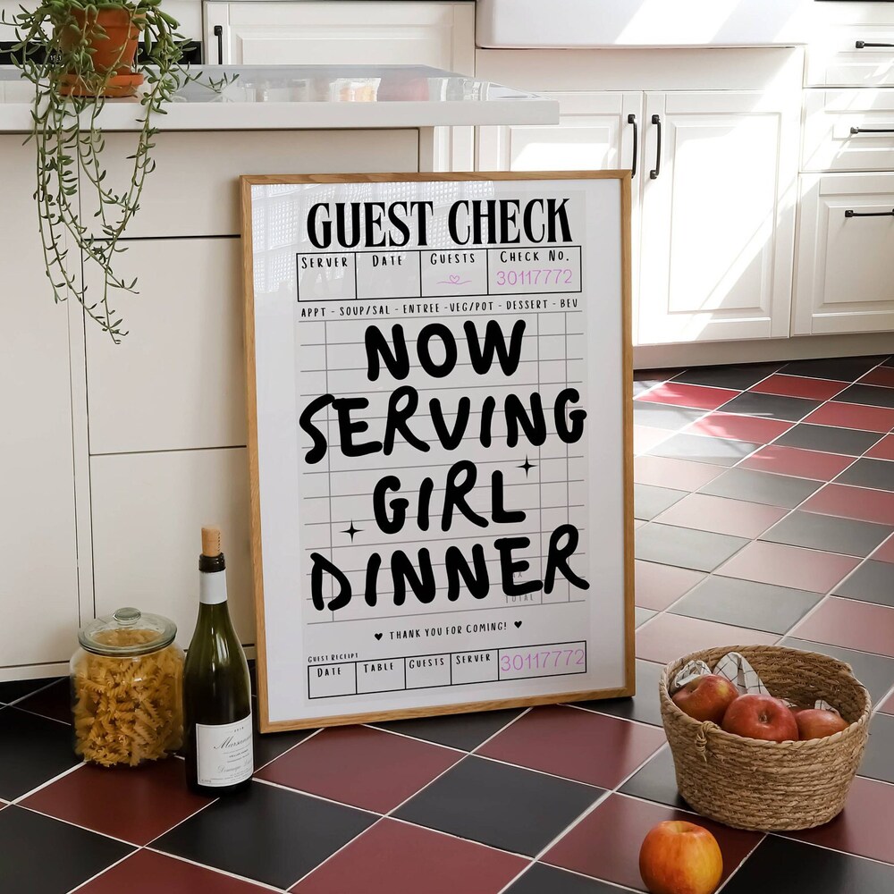 Kna Prints - Guest Check Receipt, Girl Dinner Poster, Bar Cart Art ...