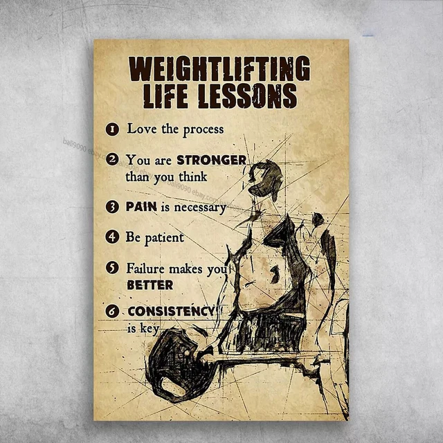 Kna Prints - Gym Room, Gym Poster,, Weightlifting Life Lessons, Love ...