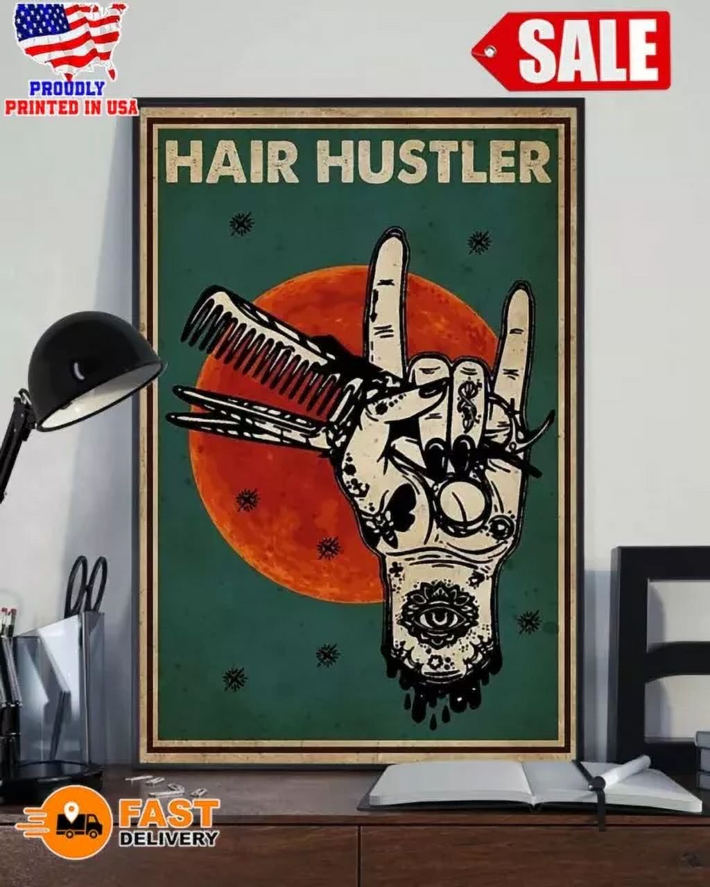 Kna Prints - Hairdresser Hair Hustler Vintage Wall Art Home Decor ...