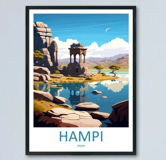 Kna Prints - Hampi Travel Print Wall Art Hampi Wall Hanging Home Décor ...