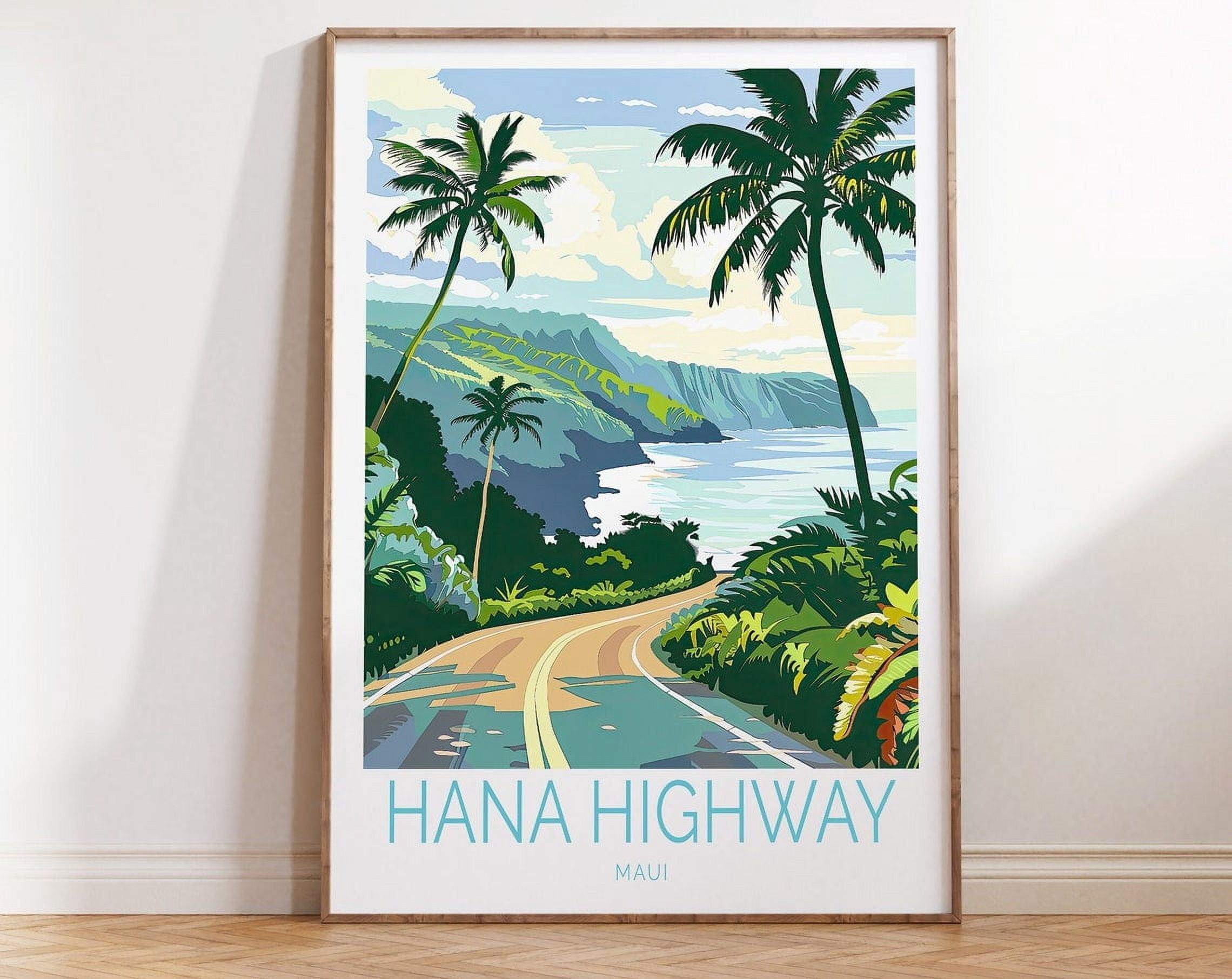 Kna Prints - Hana Highway Maui Travel Poster, Hawaii Wall Art, Maui ...