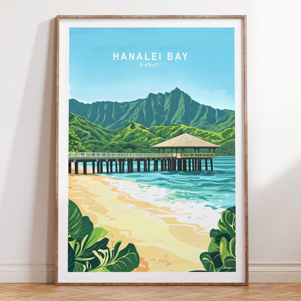 Kna Prints - Hanalei Bay Hawaii Travel Print, Hawaii Wall Art Print ...