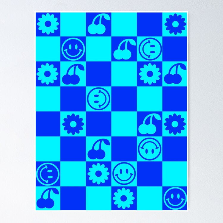 Kna Prints - Happy Checkers - Blue Poster, UNFRAMED-8x12 - Walmart.com