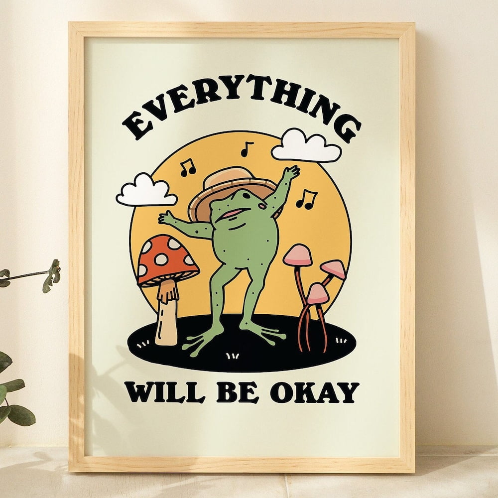 Kna Prints - Happy Frog Print, Everything Will Be Okay Self Care Prints ...
