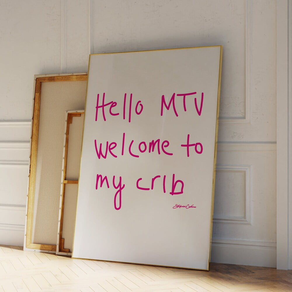 Kna Prints - Hi Mtv, Welcome To My Crib Print, Mid Century Modern ...