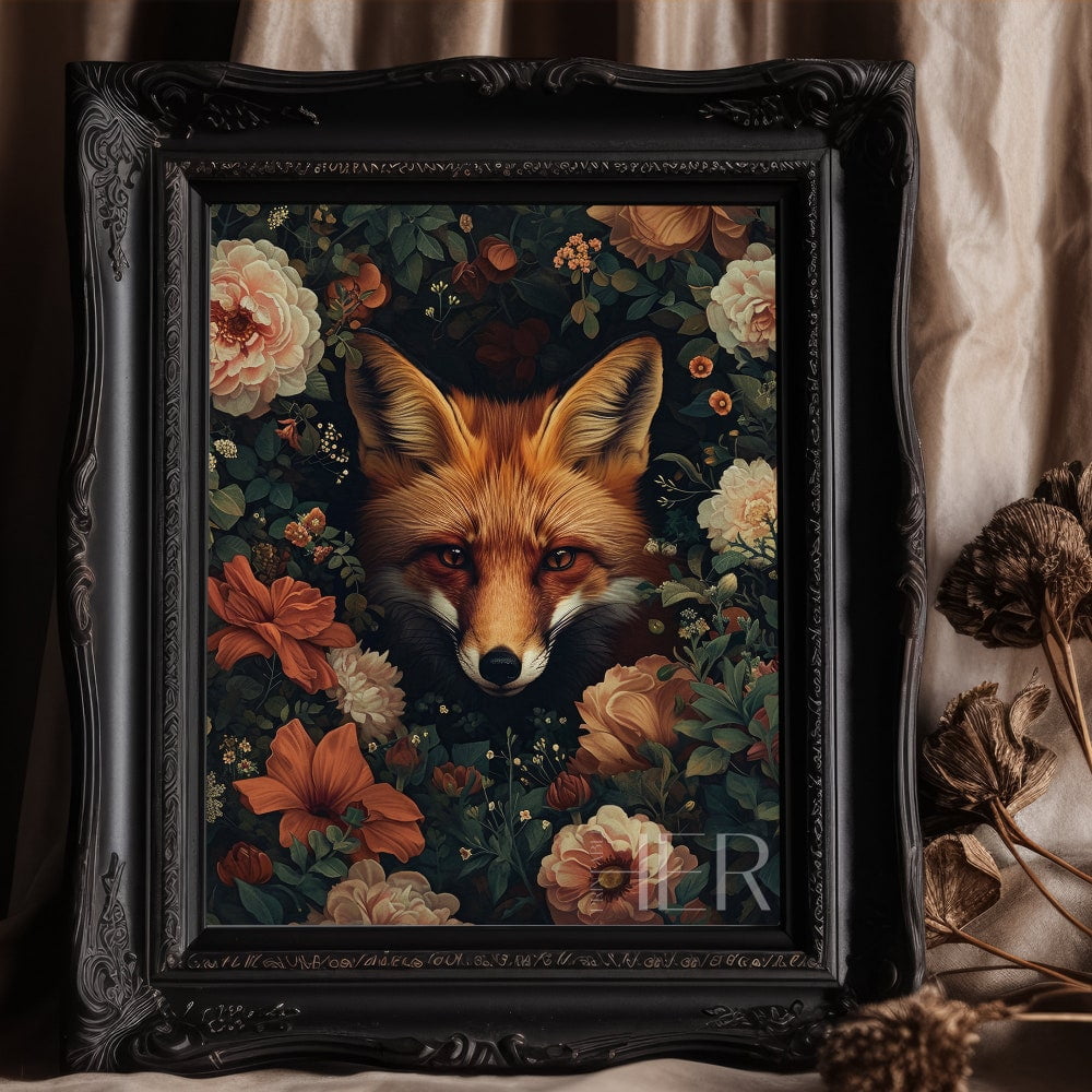 Kna Prints - Hidden Fox Dark Forest Art Cottagecore Academia Gothic ...