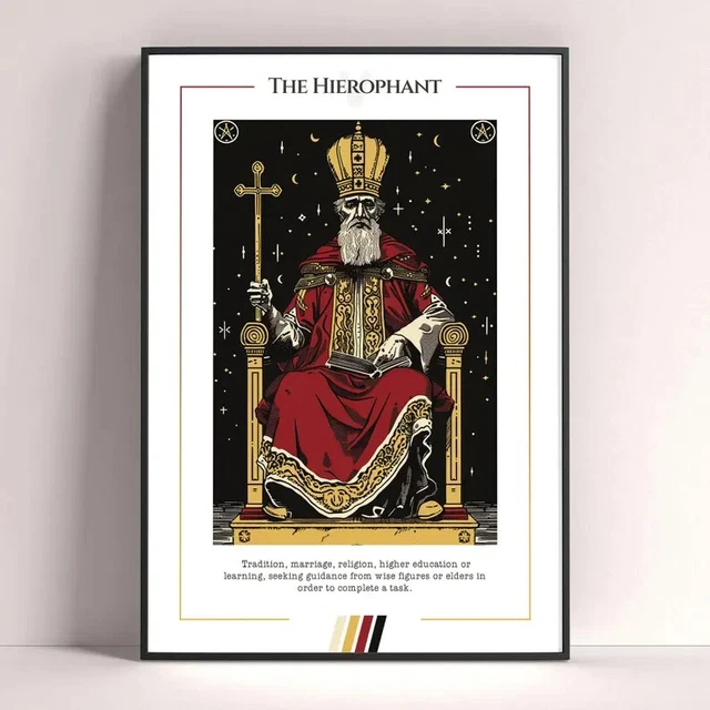 Kna Prints - The Hierophant Tarot Card Poster, Tarot Art Print, Tarot ...
