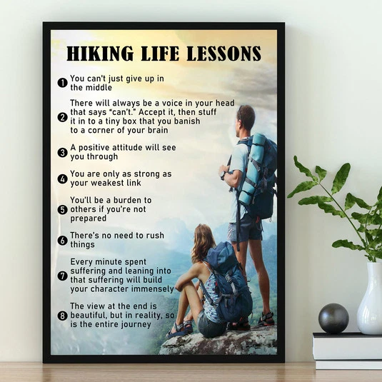 Kna Prints - Hiking Life Lesson Poster - Adventure Motivational Wall ...