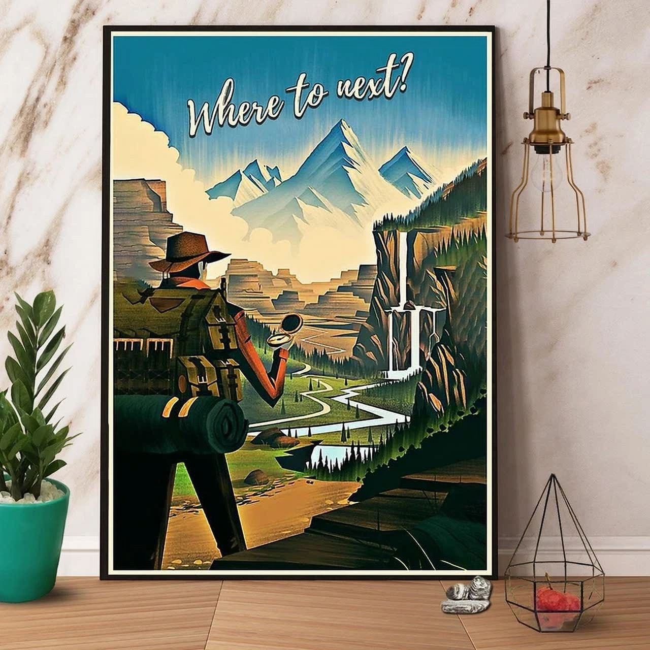 Kna Prints - Hiking Where To Next Compass Mountain Beautiful Landscape ...