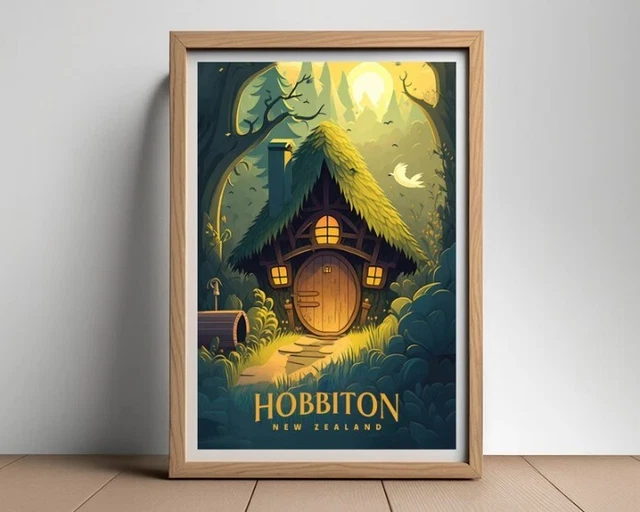 Kna Prints - Hobbiton Nz Travel Poster,New Zealand Wall Art Print ...
