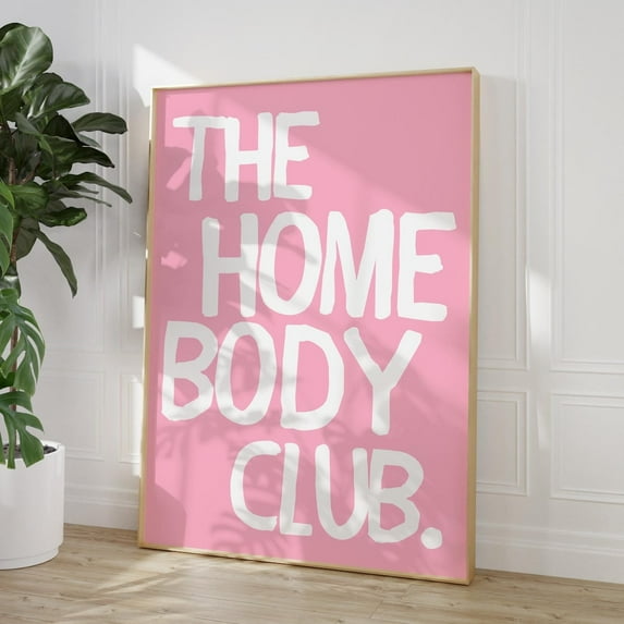 Kna Prints - The Homebody Club Print, Pink White Trendy Art, Retro ...