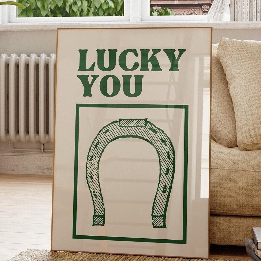 Kna Prints - Horseshoe Print Trendy Western Decor Lucky Poster Green ...