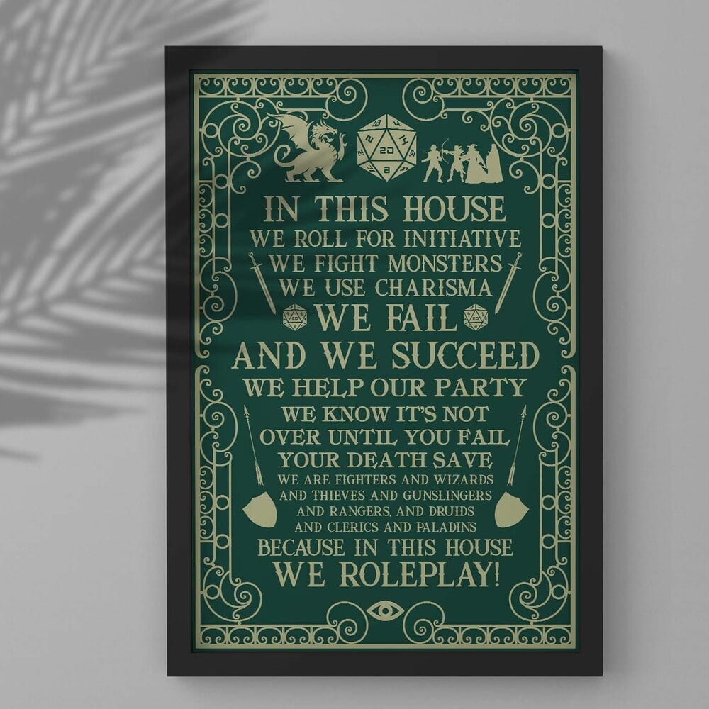 Kna Prints - In This House We Roll For Initiative Poster, Roleplay ...