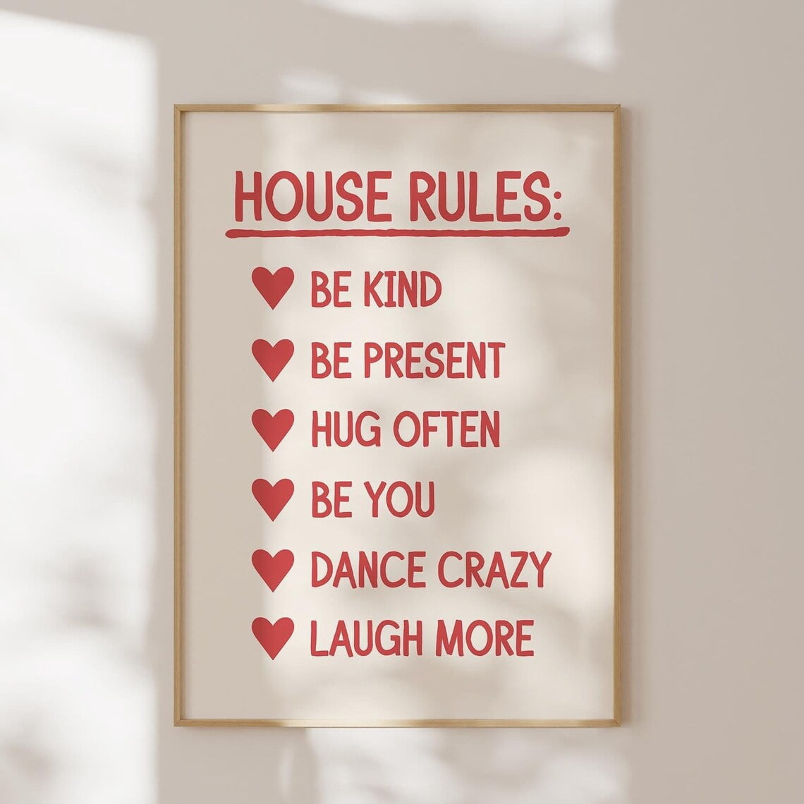 Kna Prints - The House Rules Print, Retro Wall Art, House Check List ...