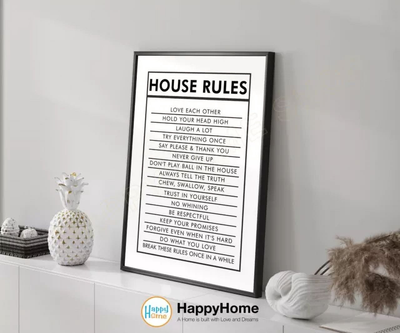 Kna Prints - House Rules Wall Art Family Rules Home Sign Homewarming ...