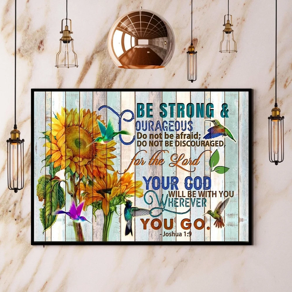 Kna Prints - Hummingbird Sunflower Be Strong & Our Courageous Unframed ...
