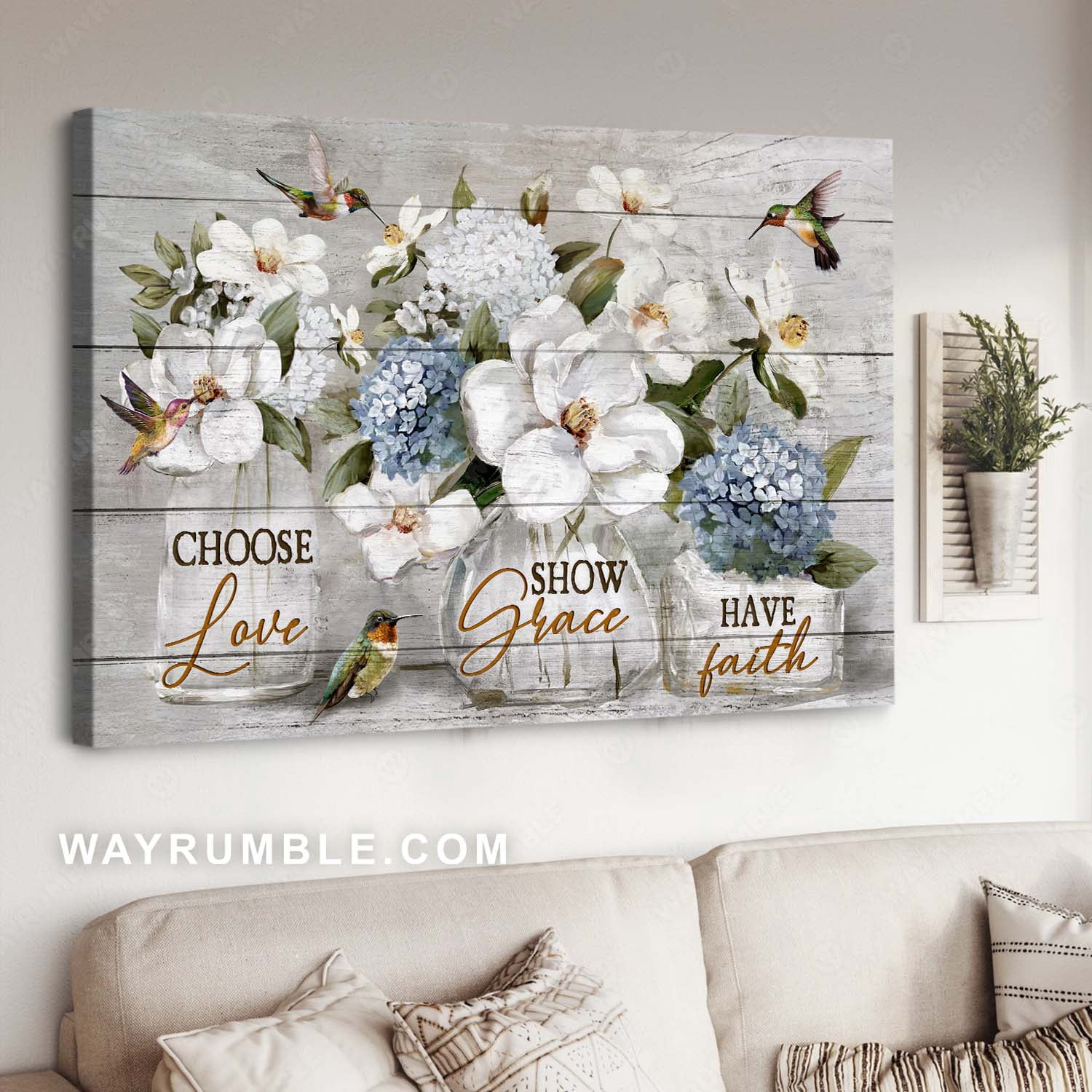 Kna Prints - Hummingbird, White Flower, Blue Hydrangea, Choose Love ...