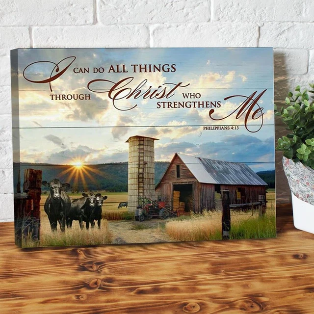 Kna Prints - I Can Do All Things Farmer Angus Cow Poster, Wall Art Wall ...