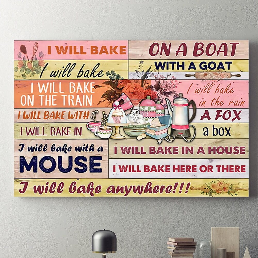Kna Prints - I Will Bake On A Boat With A Goat Poster, Funny Camping Poster, Baking Poster ...