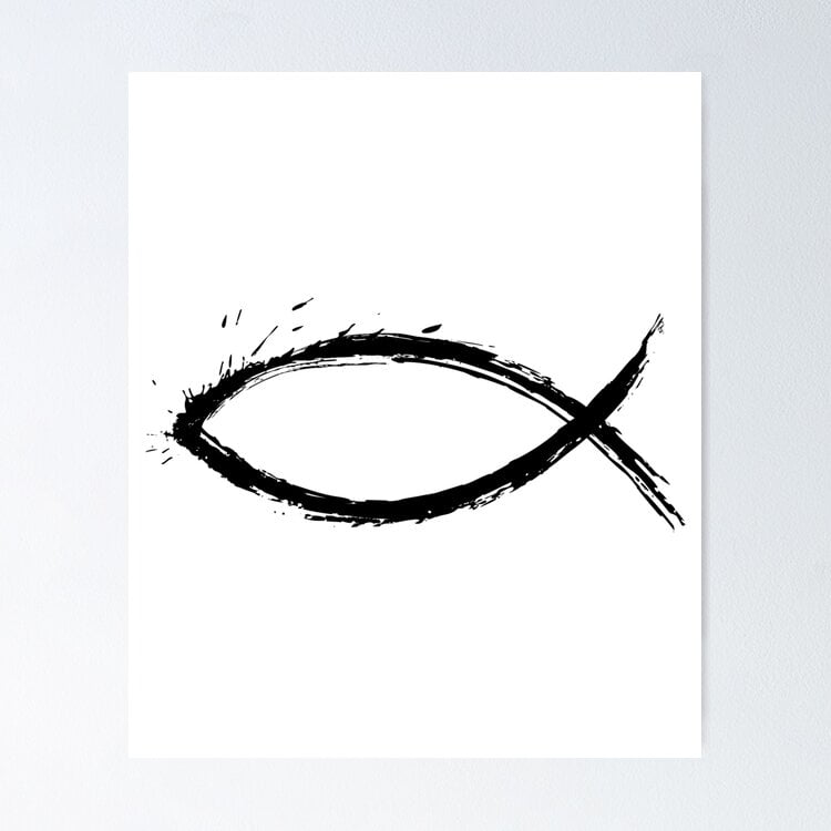 Kna Prints - Ichthys Jesus Christian Ish Symbol Poster Wall Art Print ...