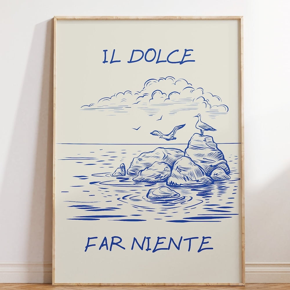 Kna Prints - Il Dolce Far Niente Print Vintage Beachy Wall Art Italian ...
